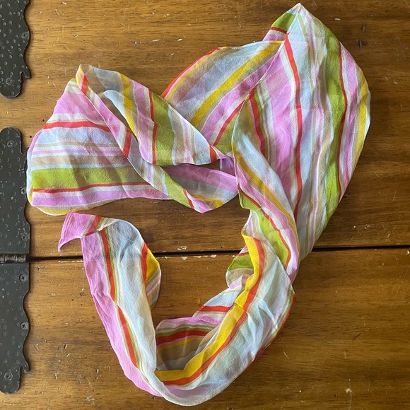 Coach | Accessories | Coach Sheer Rainbow Striped Logo 0 Silk Ponytail ...